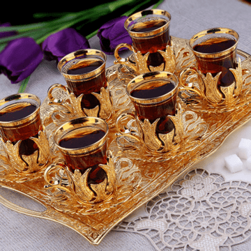 Turkish Tea Cups And Saucers Set For Six People - FairTurk.com