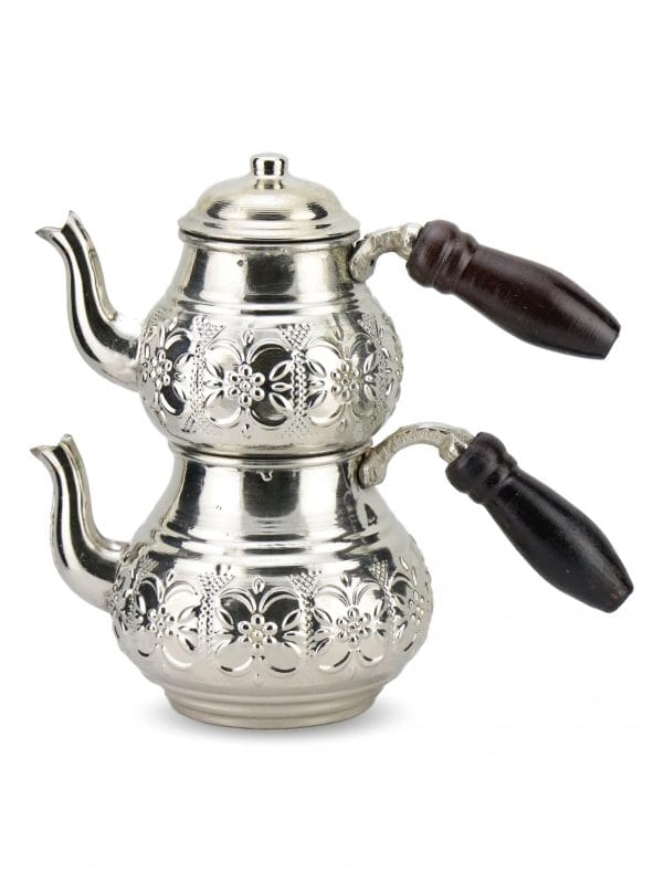 Silver Plated Handmade Copper Turkish Tea Pot Set | FairTurk.com