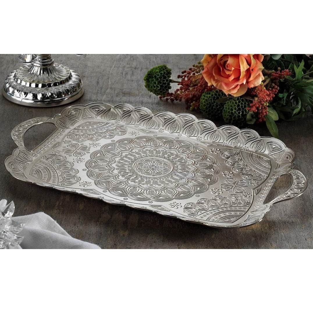 Latest Silver Turkish Tea Serving Tray | FairTurk.com