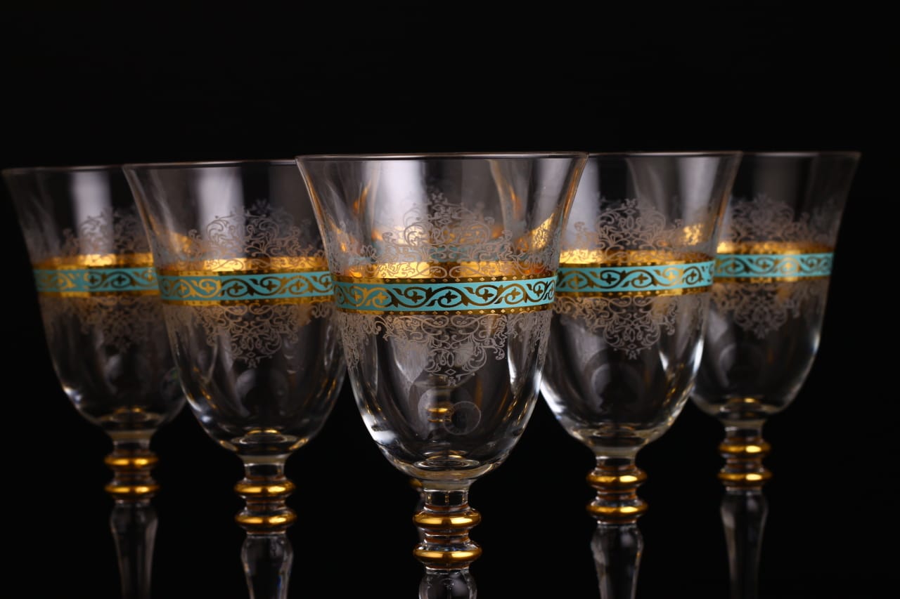 6 Pcs Turquoise Authentic Glasses Set | FairTurk.com