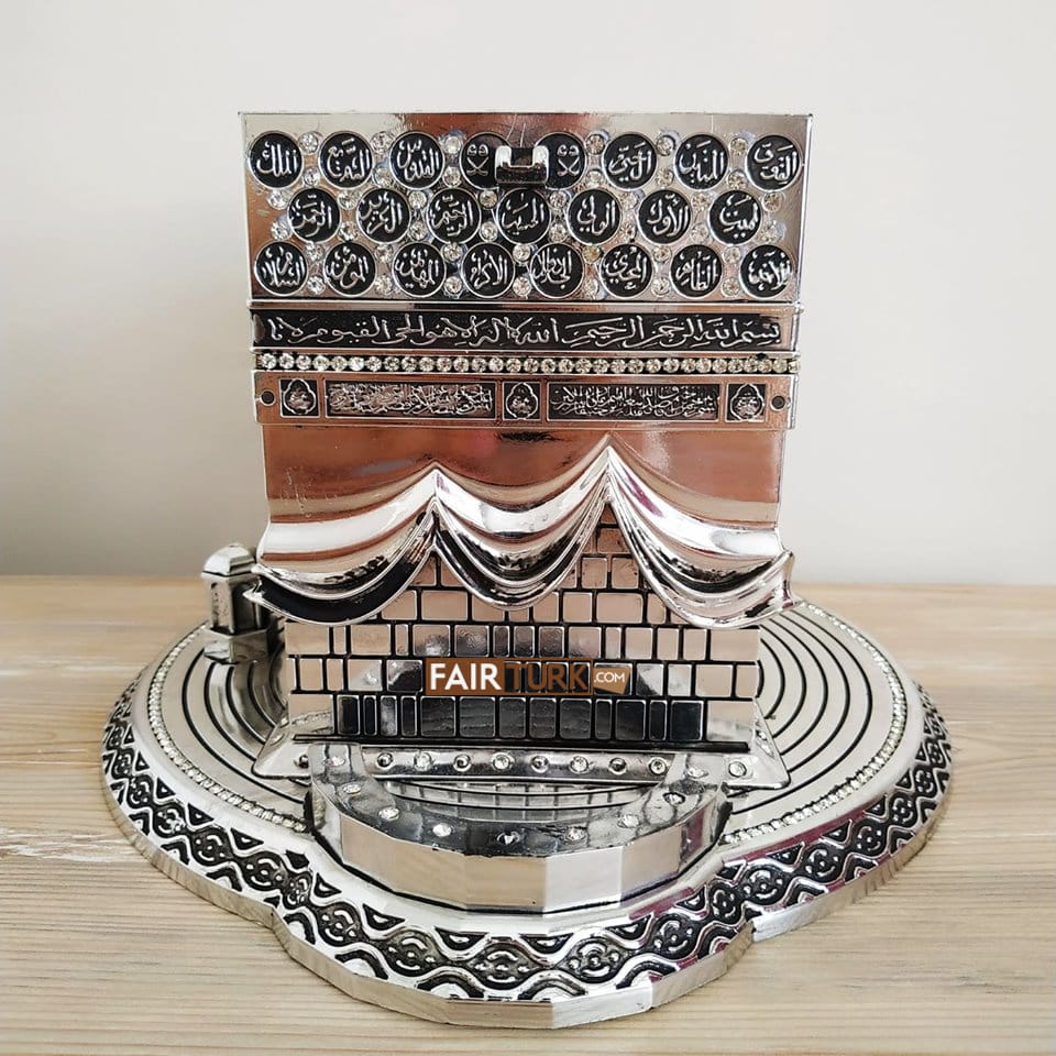 X-Large Size 3D Kaaba Design Islamic Gift In Silver Color | FairTurk.com