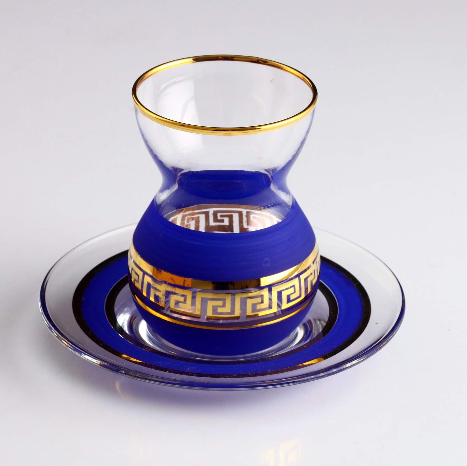 12 Pcs Organic Dyed Blue Color Turkish Tea Set | FairTurk.com