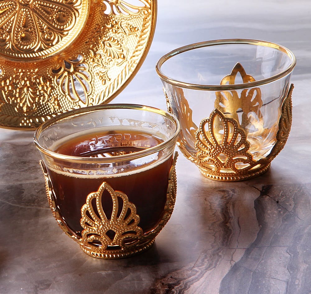 Ahsen Gold Color Mirra – Gahwa Cups Six Pieces – FairTurk.com