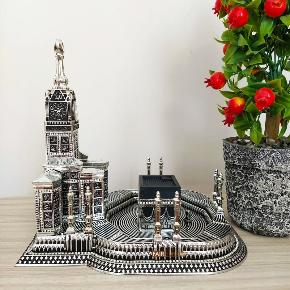 Silver Color Masjid Al HaramDesign 3D Islamic Table Decor | FairTurk.com